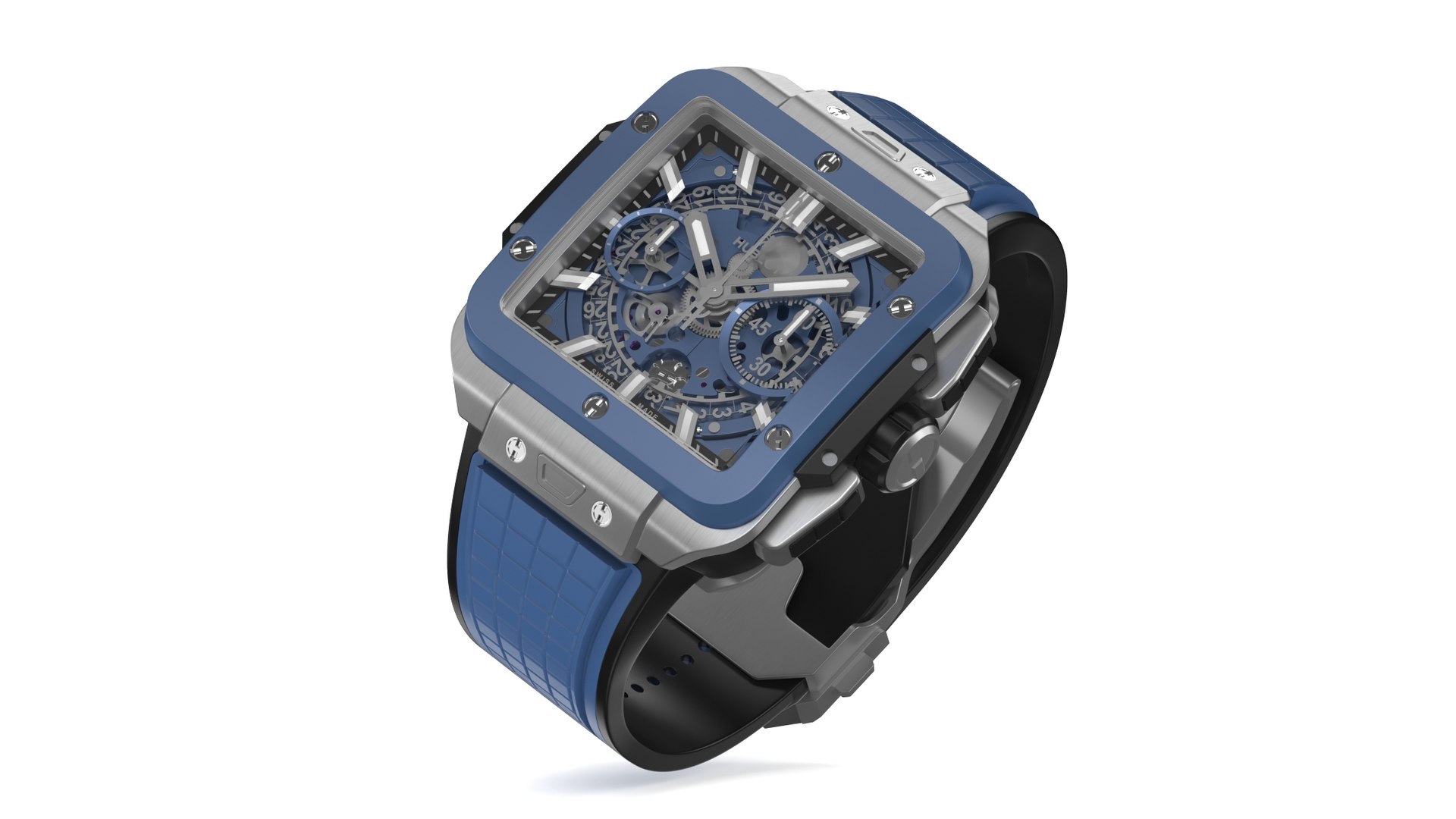 3D Hublot Square Bang Unico Titanium Blue Ceramic 42mm Model ...