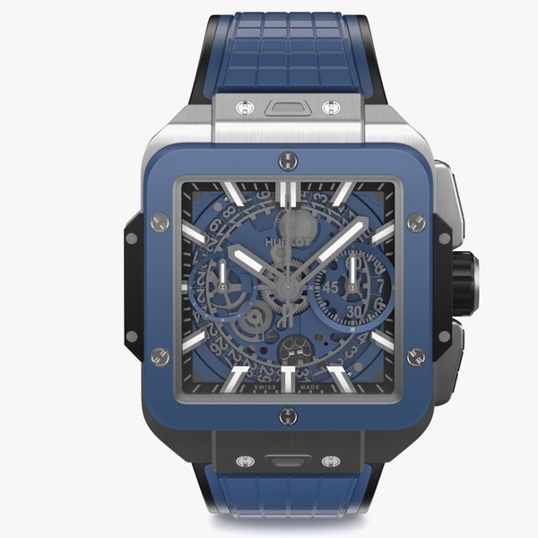 modelo 3d Hublot Square Bang Unico Titanio Cerámica Azul 42mm - 3ds Max ...