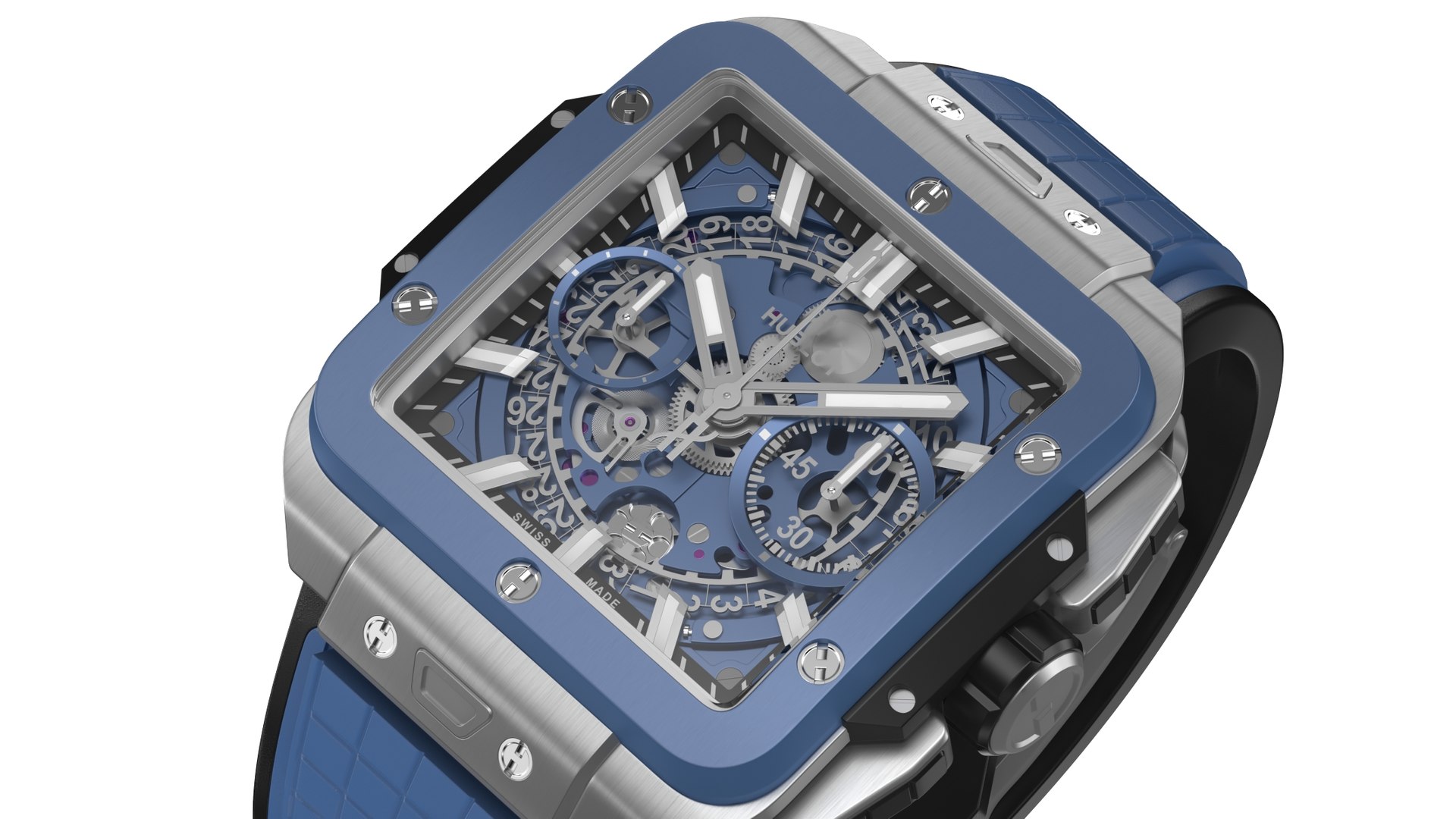 3D Hublot Square Bang Unico Titanium Blue Ceramic 42mm Model ...