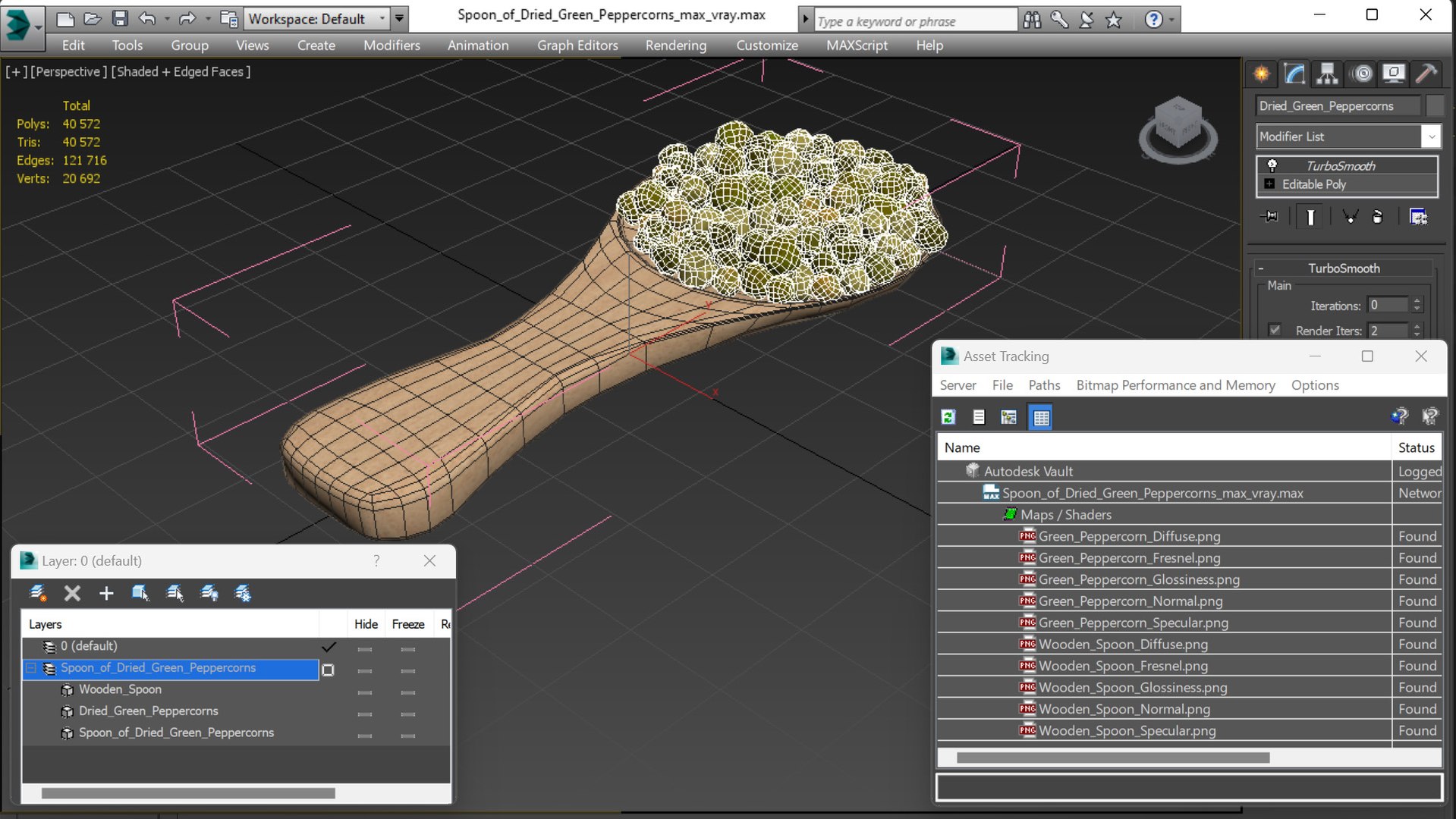 Spoon Of Dried Green Peppercorns Model - TurboSquid 2086228