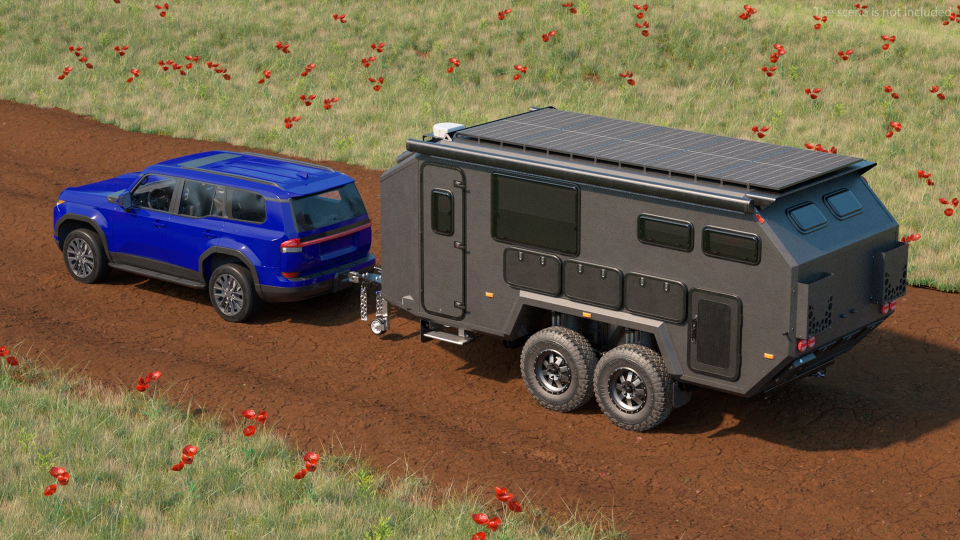 SUV With Travel Mobile Home 3D Model - TurboSquid 2279865
