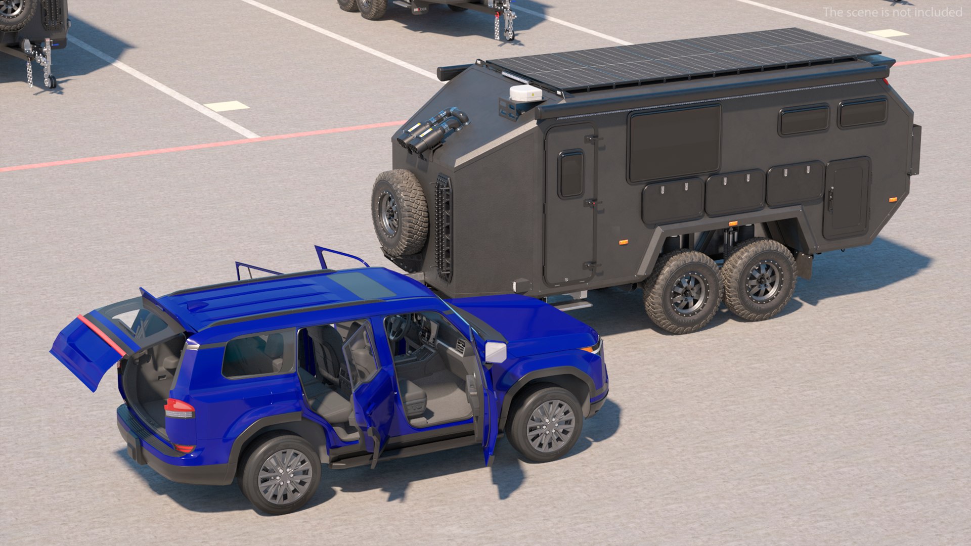 SUV With Travel Mobile Home 3D Model - TurboSquid 2279865