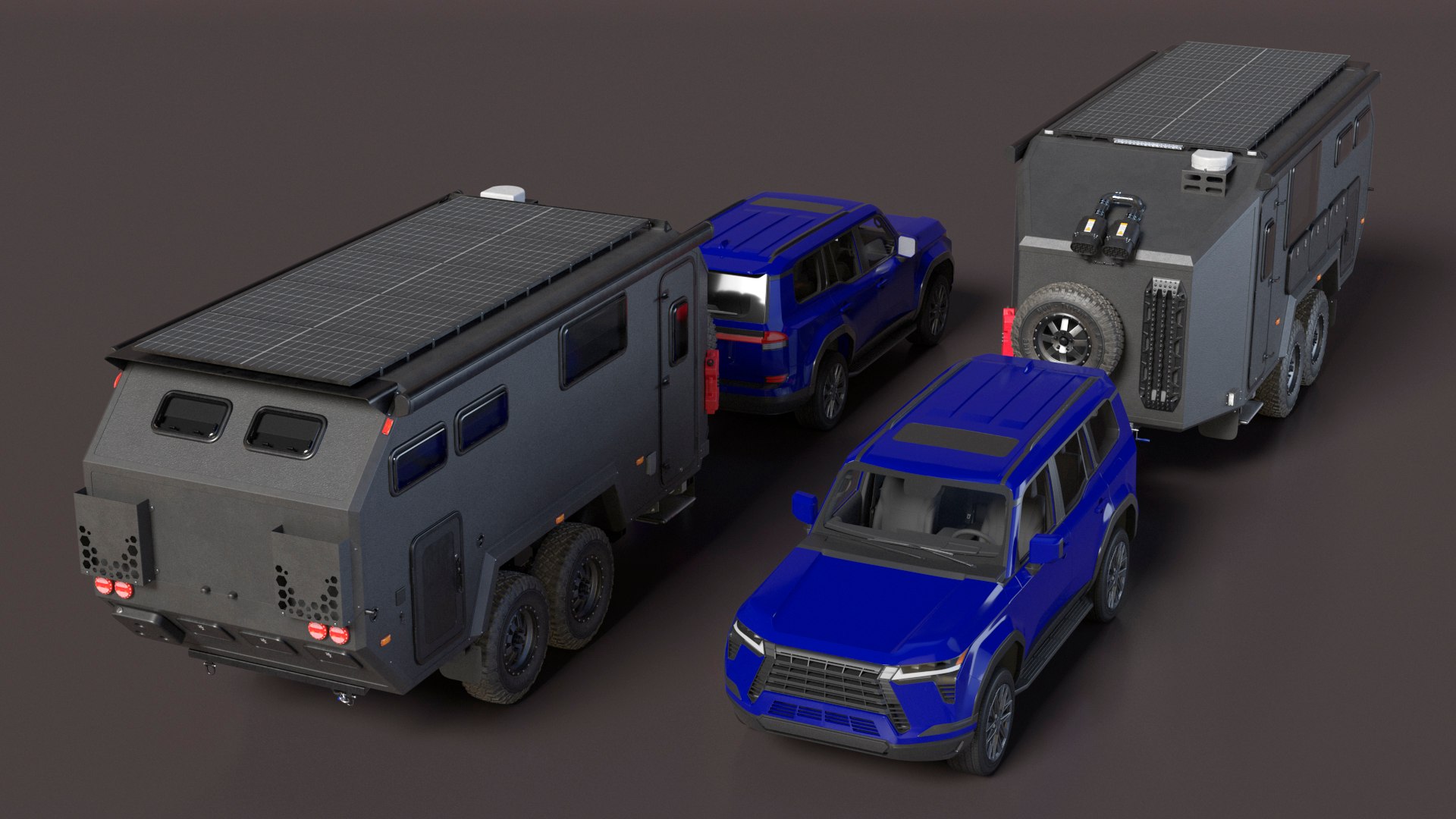 SUV With Travel Mobile Home 3D Model - TurboSquid 2279865