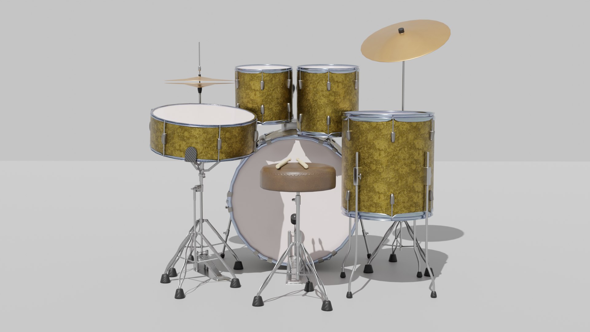 3D Model 3D DRUM SET LOW POLY - PBR Low-poly 3D Model - TurboSquid 2126251