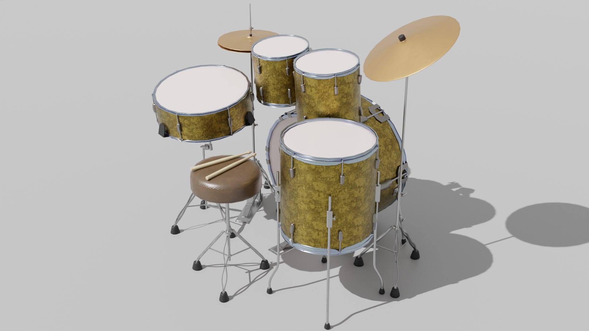 3D Model 3D DRUM SET LOW POLY - PBR Low-poly 3D Model - TurboSquid 2126251