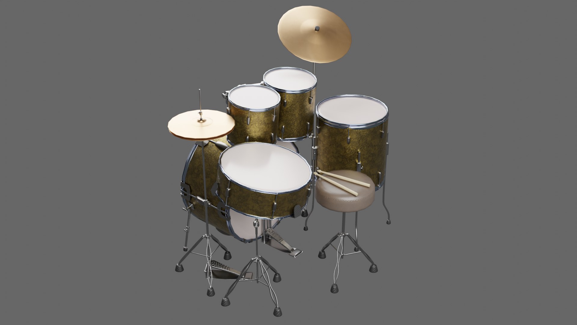 3D Model 3D DRUM SET LOW POLY - PBR Low-poly 3D Model - TurboSquid 2126251