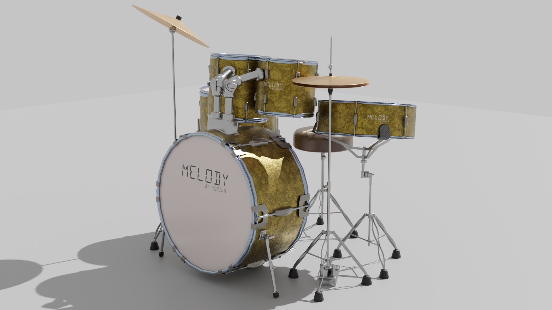 3D Model 3D DRUM SET LOW POLY - PBR Low-poly 3D Model - TurboSquid 2126251