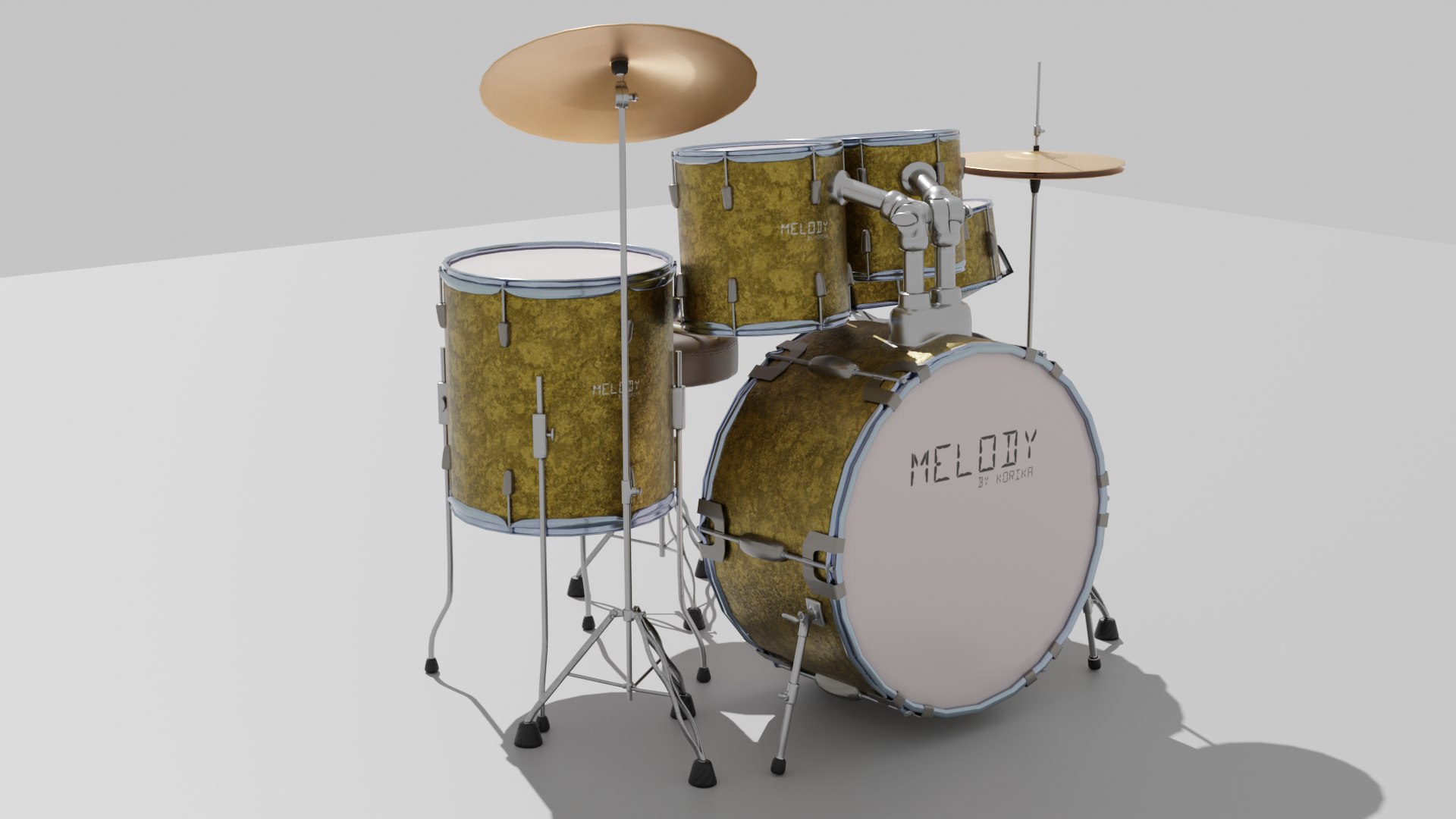 3D Model 3D DRUM SET LOW POLY - PBR Low-poly 3D Model - TurboSquid 2126251