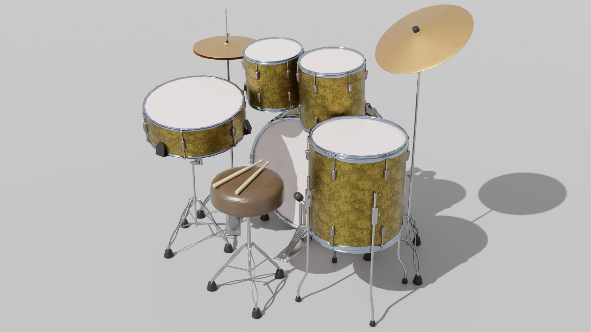 3D Model 3D DRUM SET LOW POLY - PBR Low-poly 3D Model - TurboSquid 2126251