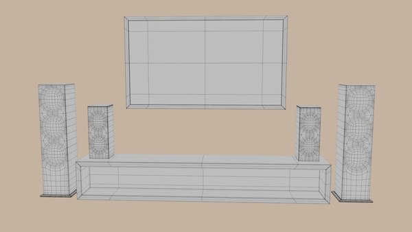 3D Low Poly TV and Speakers model - TurboSquid 2046220
