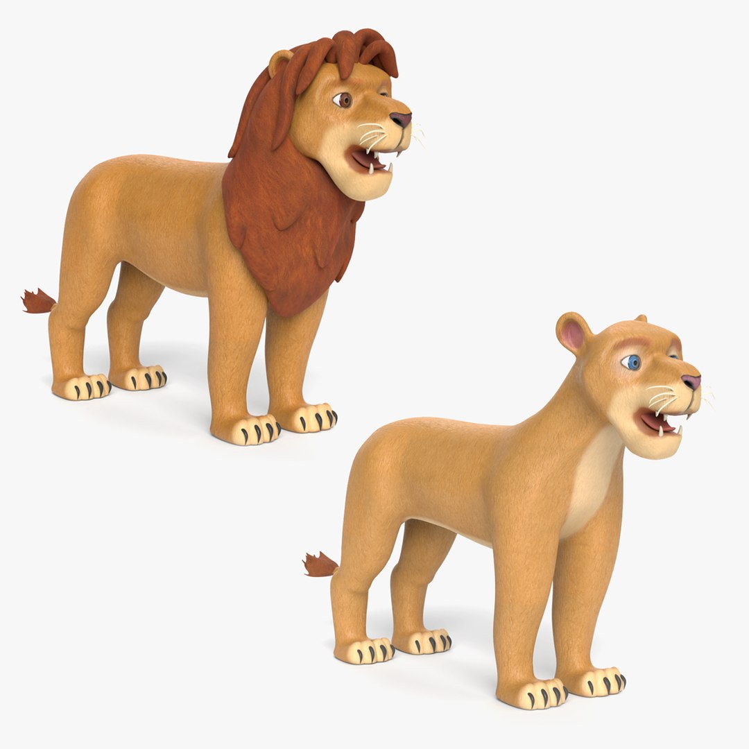 3D Cartoon Lion Set - TurboSquid 2132762