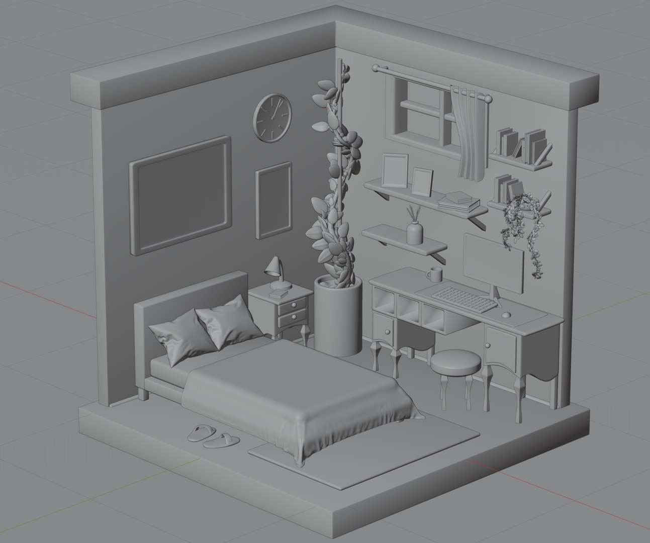3D Isometric Room Bedroom Model - TurboSquid 2238829