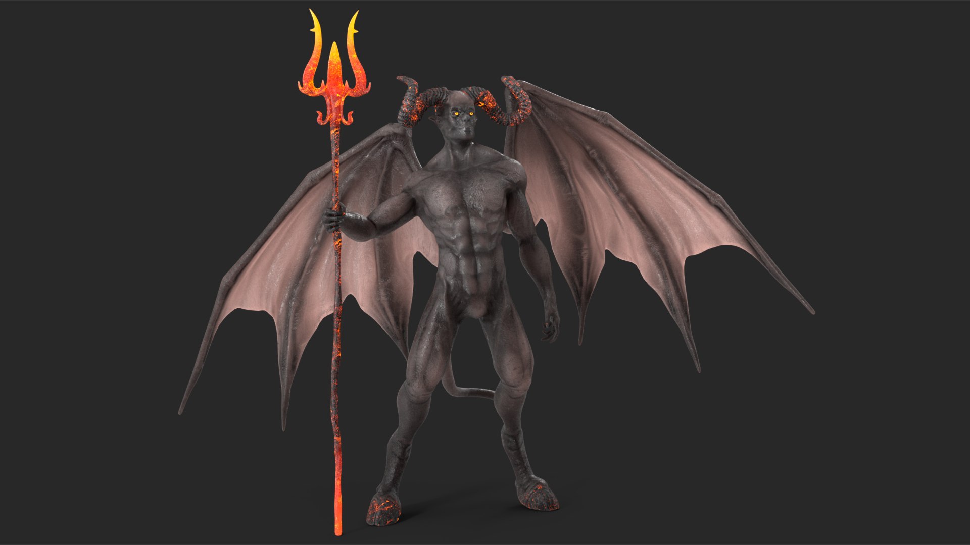 Devil Character with Trident Rigged for Maya 3D - TurboSquid 1958210