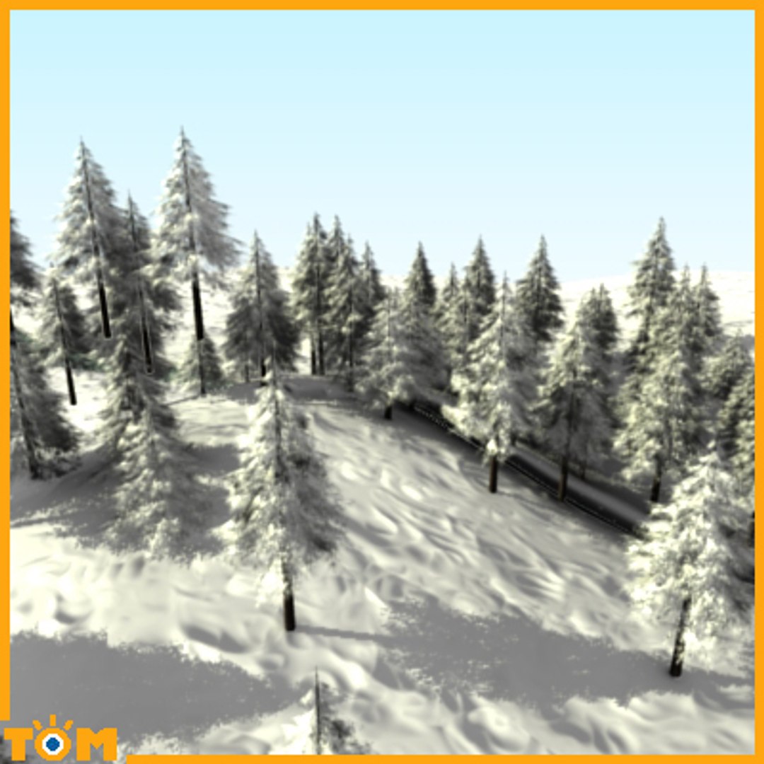 3d Model Of Winter Scene Trees