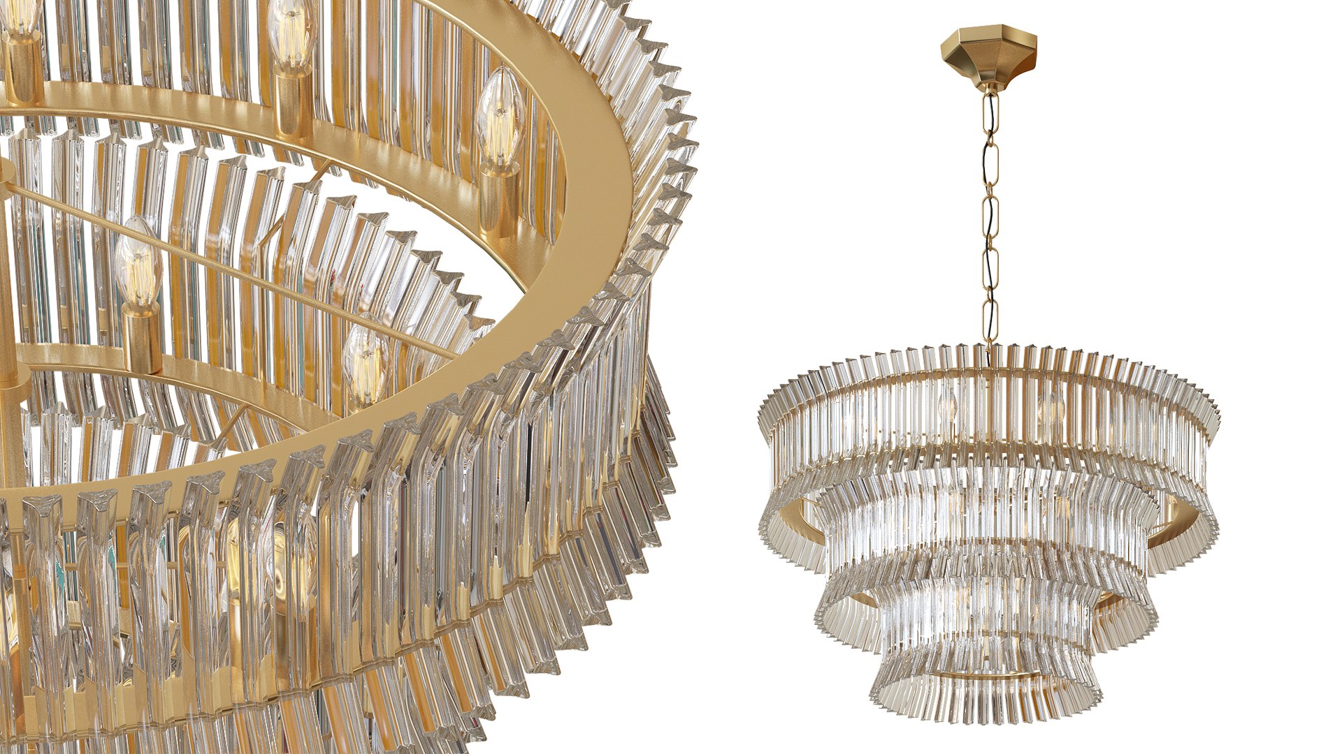 Rhine 34 Three Tier Chandelier 3D - TurboSquid 2517927