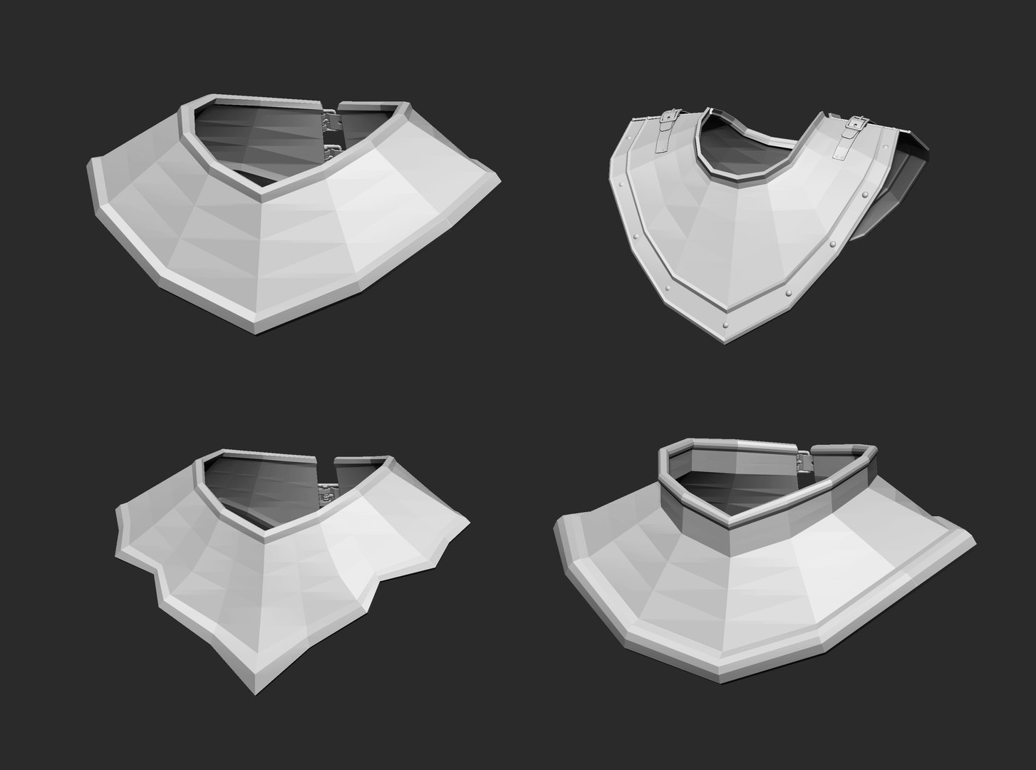 25 Low-poly Medieval Fantasy Neck Armor Gorget Base Mesh IMM Brush Set ...