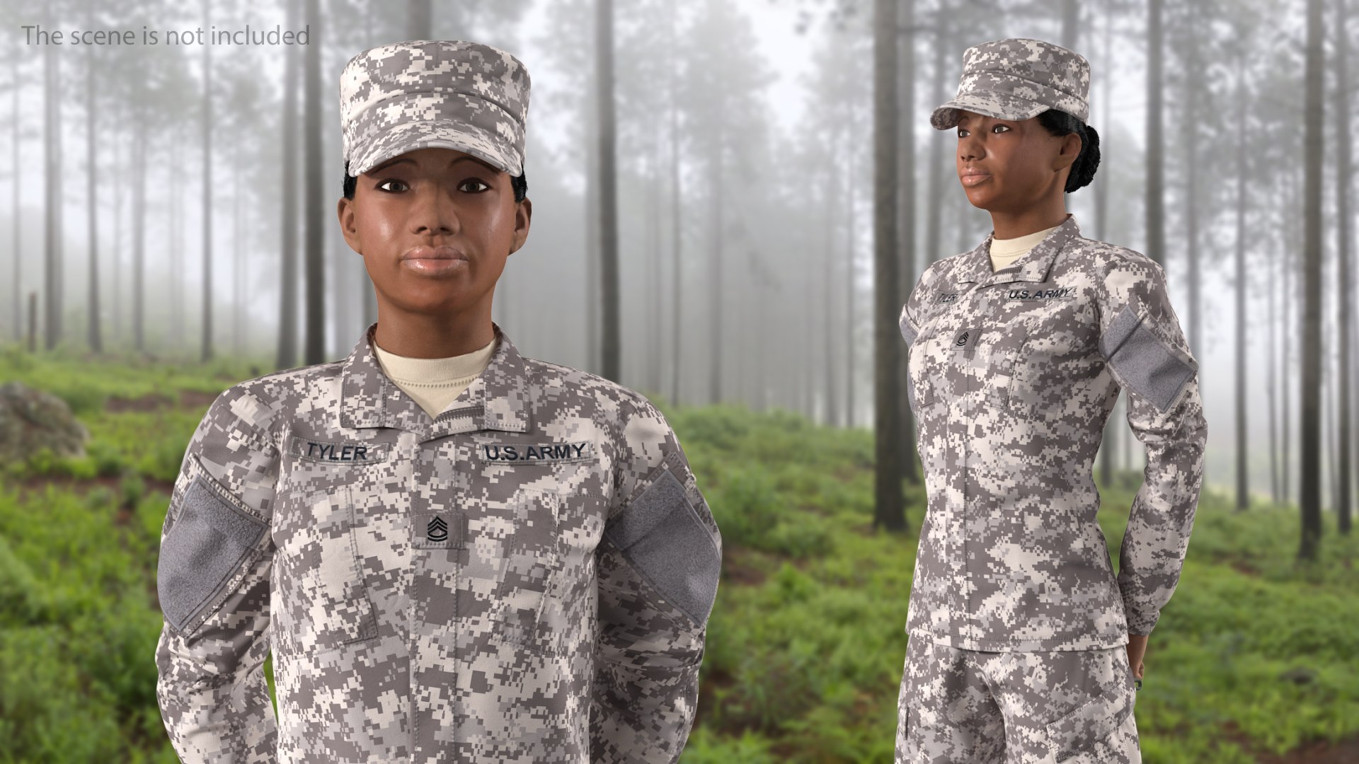 Black female soldier military 3D model - TurboSquid 1689389
