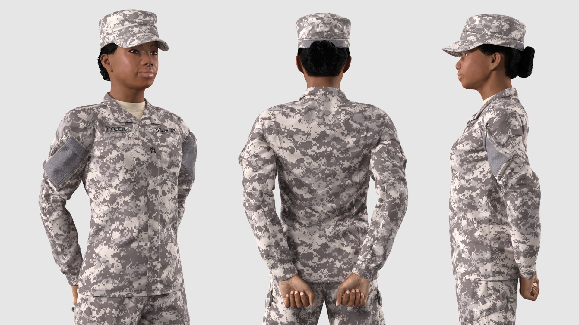 Black female soldier military 3D model - TurboSquid 1689389