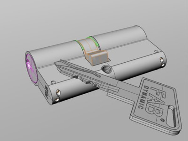 3ds max cylinder lock key