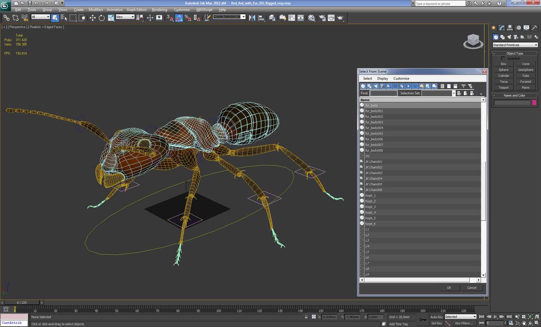 3d Red Ant Fur Rigged Model