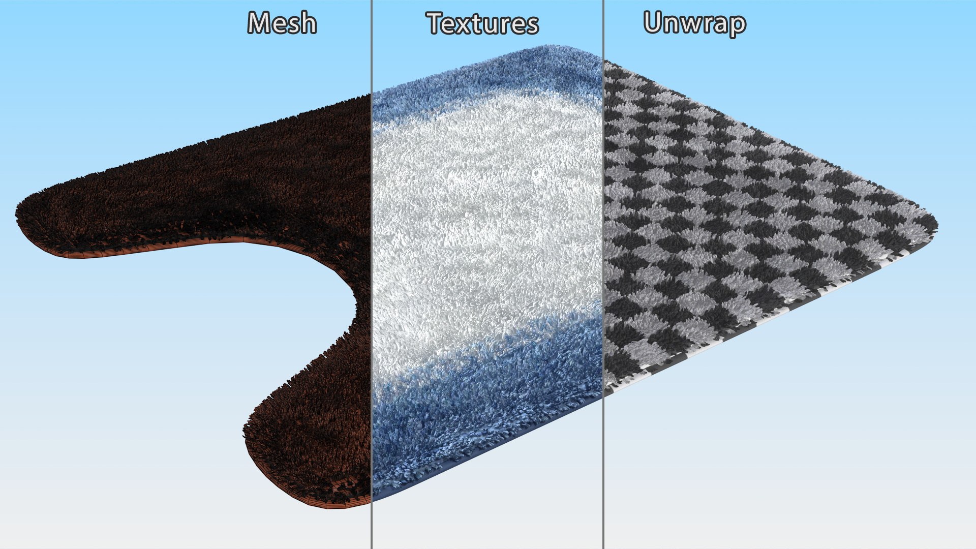Blue Bathroom Contour Rug Fur 3D Model - TurboSquid 2054848