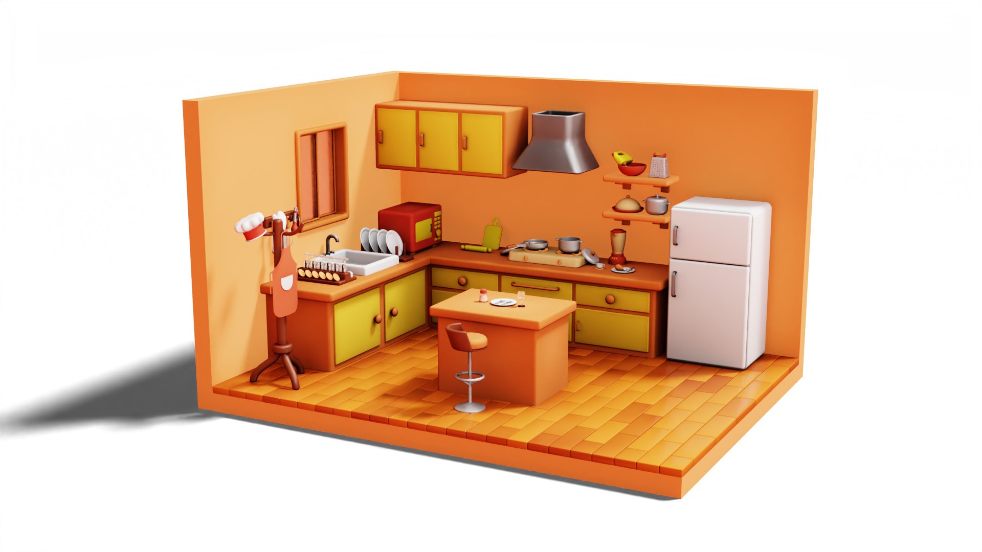 3D Kitchen Room Set Model - TurboSquid 2249430