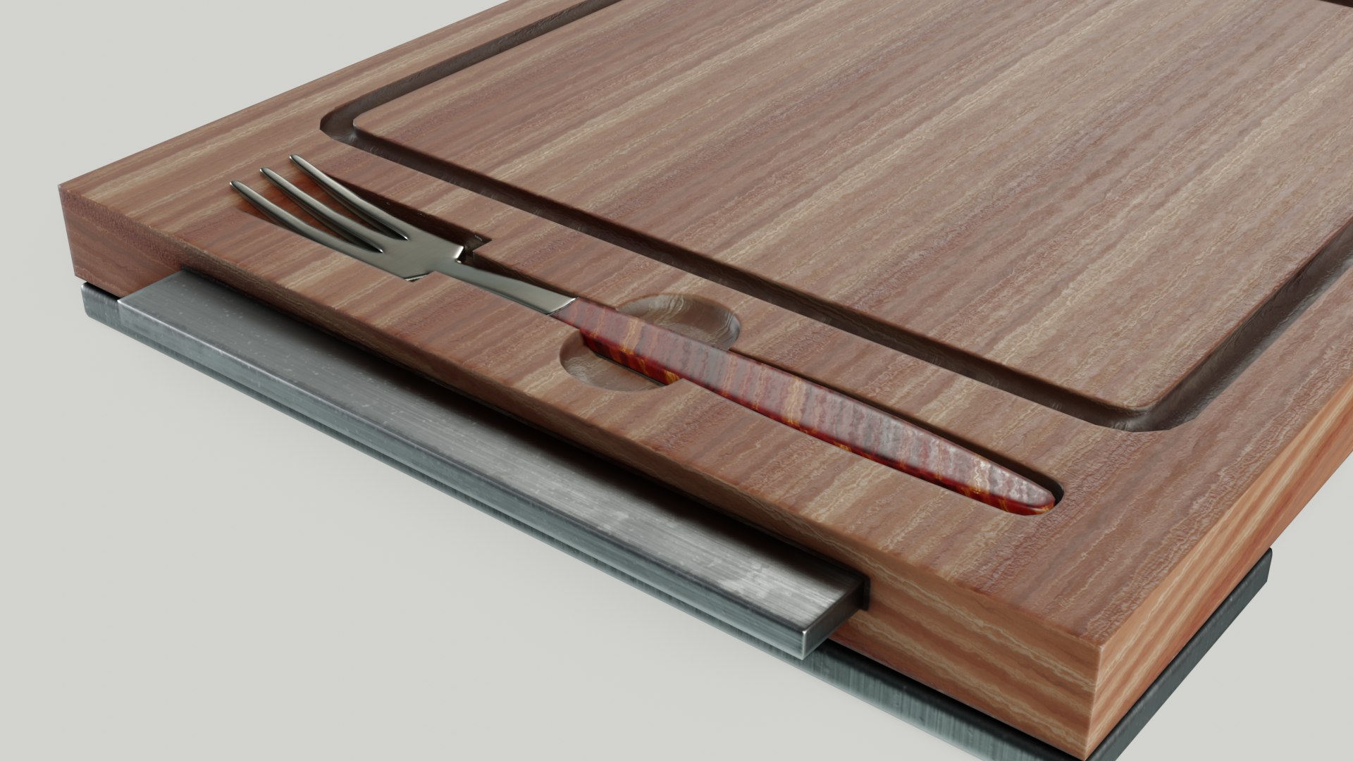 Chopping Board With Cutlery 3D Model - TurboSquid 1793671