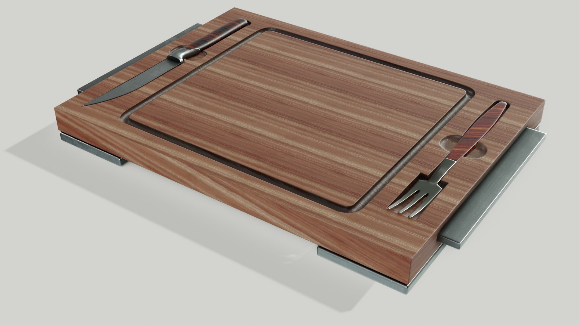 Chopping Board With Cutlery 3D Model - TurboSquid 1793671