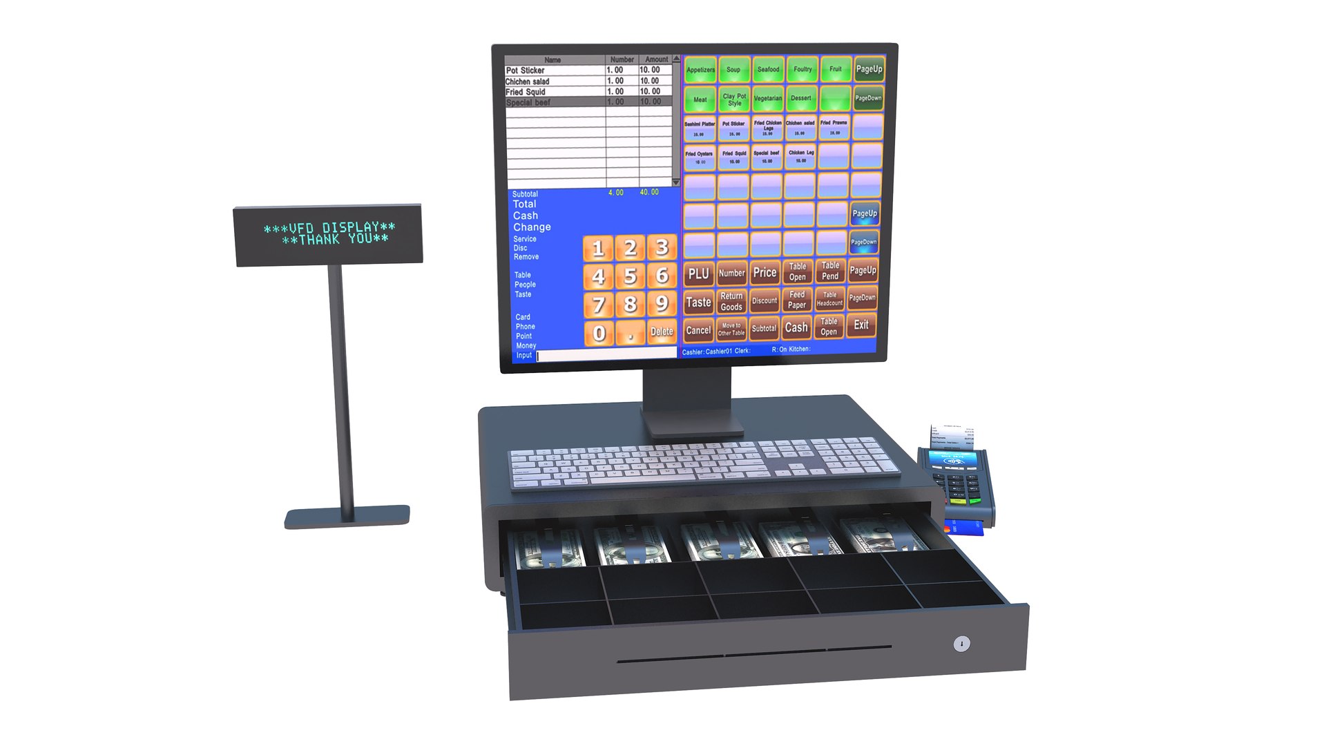 3D Model Self Service Counter Scales And Cash Register - TurboSquid 2285230