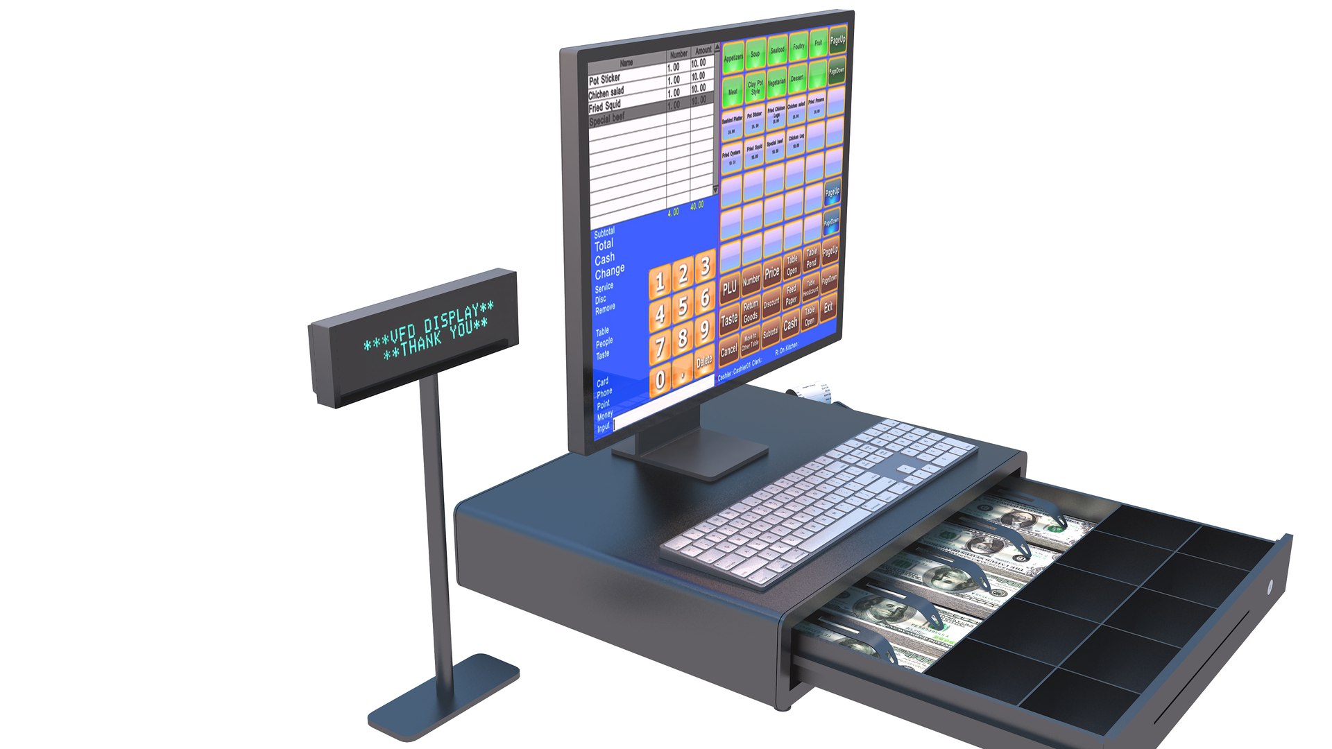3D Model Self Service Counter Scales And Cash Register - TurboSquid 2285230