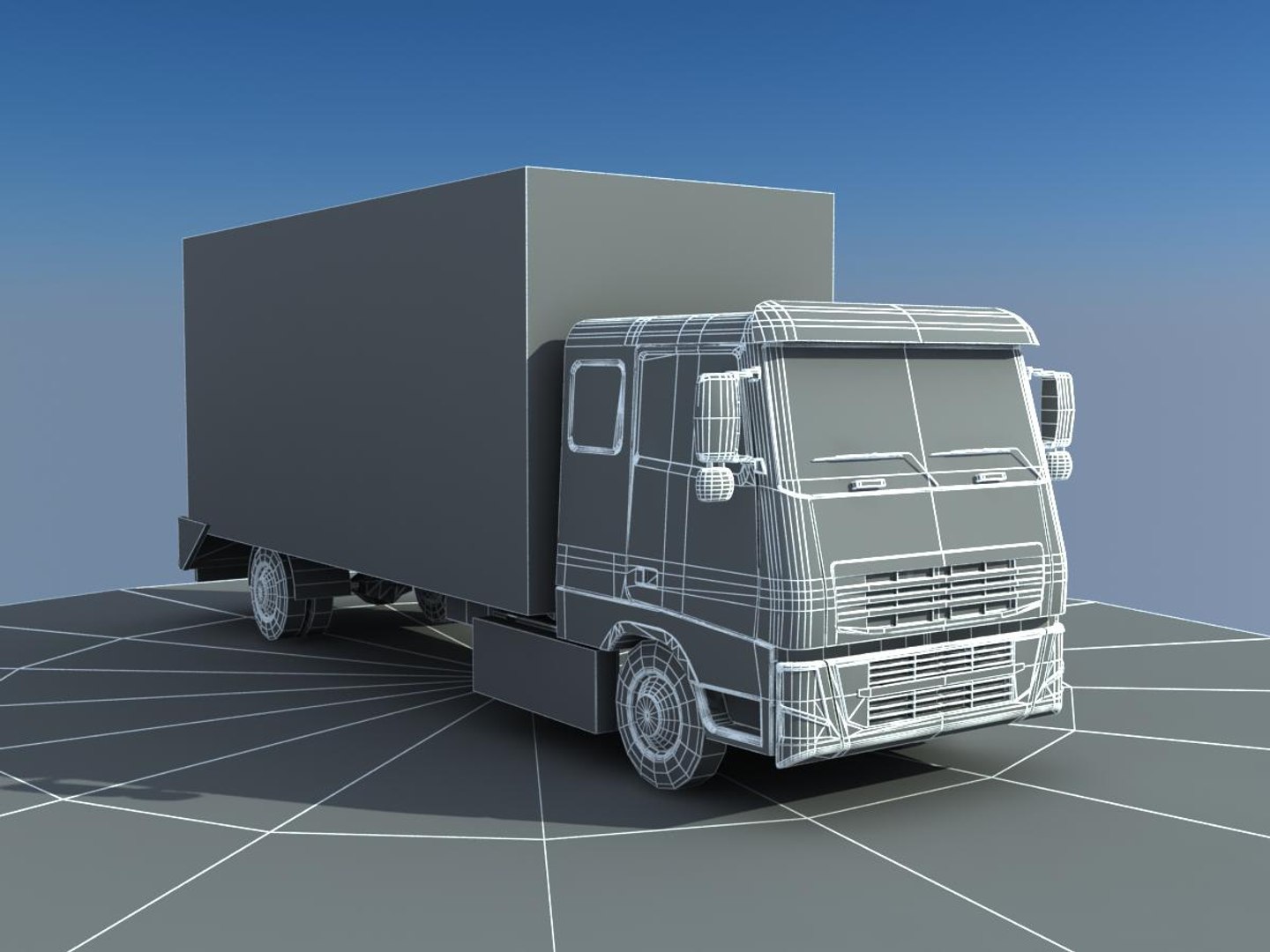 Blue Cargo Truck 3d Model