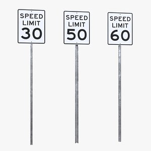 speed limit signs 3d model