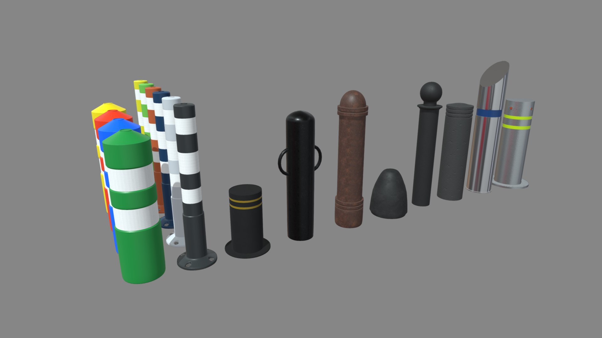 3D Model Bollards Pack - TurboSquid 1997010