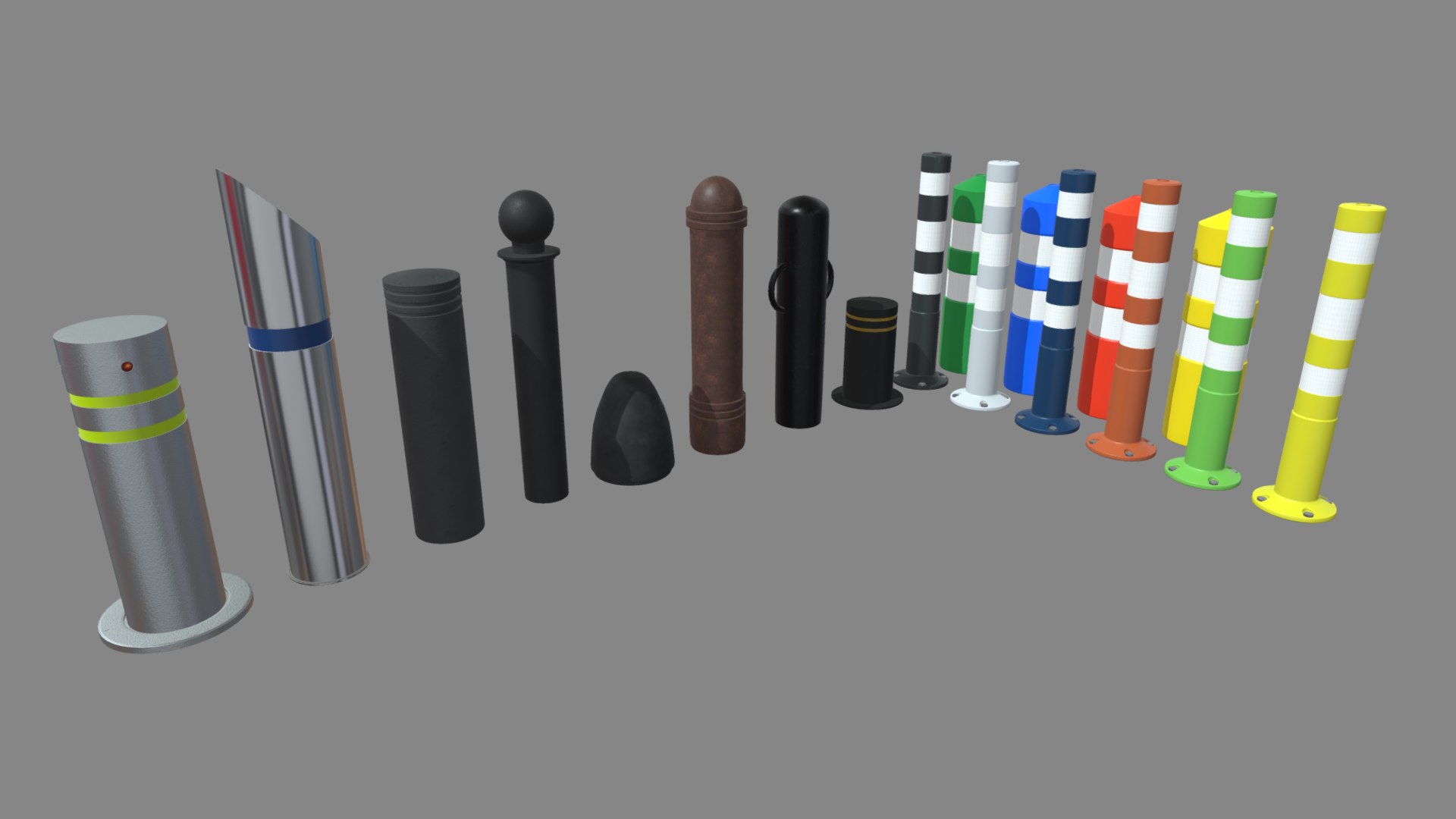 3D Model Bollards Pack - TurboSquid 1997010