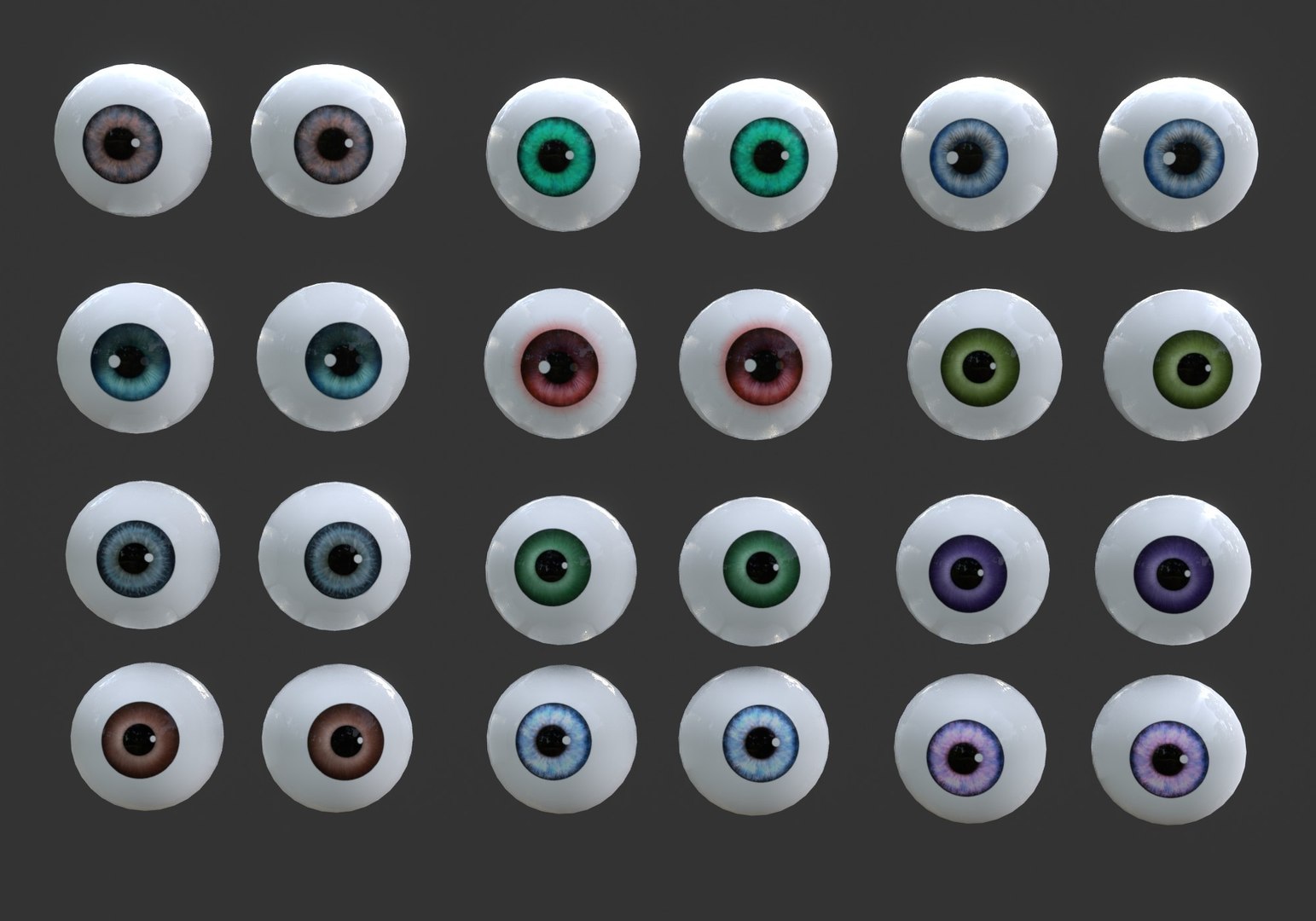 3D 12 Realistic Eyes Package Model - TurboSquid 1885105