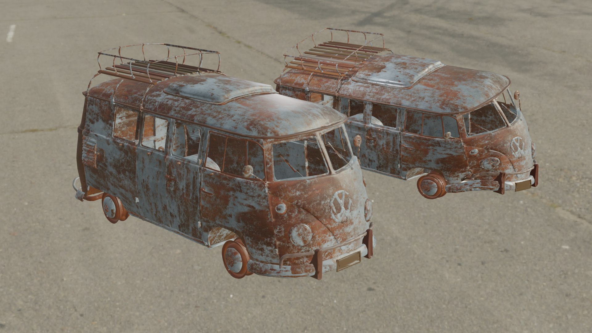 3D volkswagen rusty old van Volkswagen Transporter model - TurboSquid ...