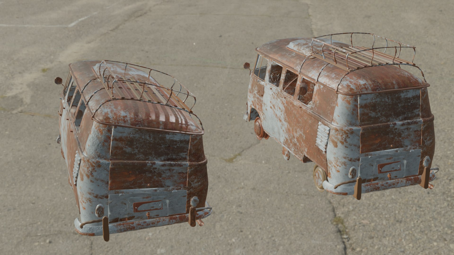 3D volkswagen rusty old van Volkswagen Transporter model - TurboSquid ...