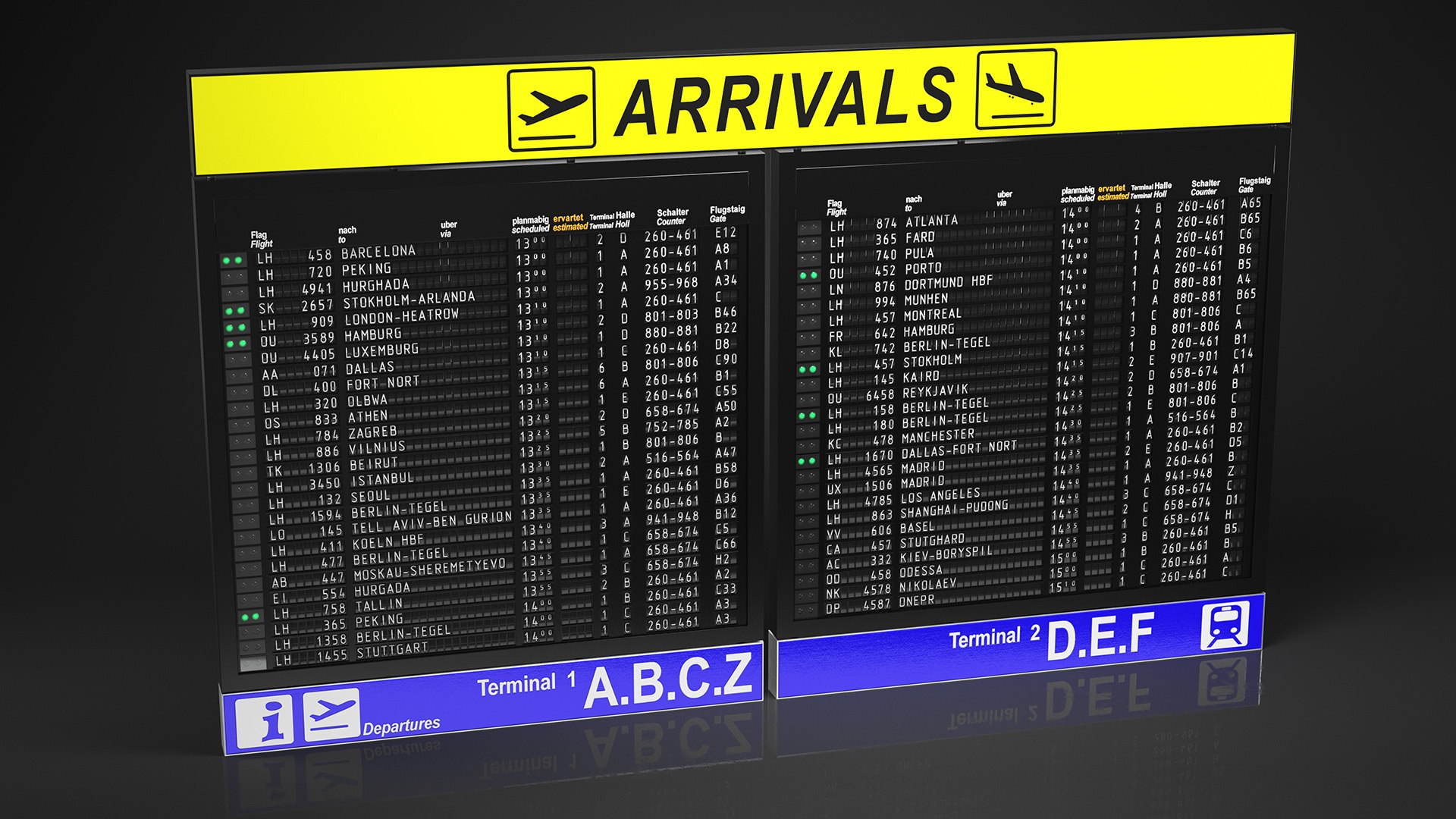 3D Airport Arrivals Board Air Model - TurboSquid 1645702