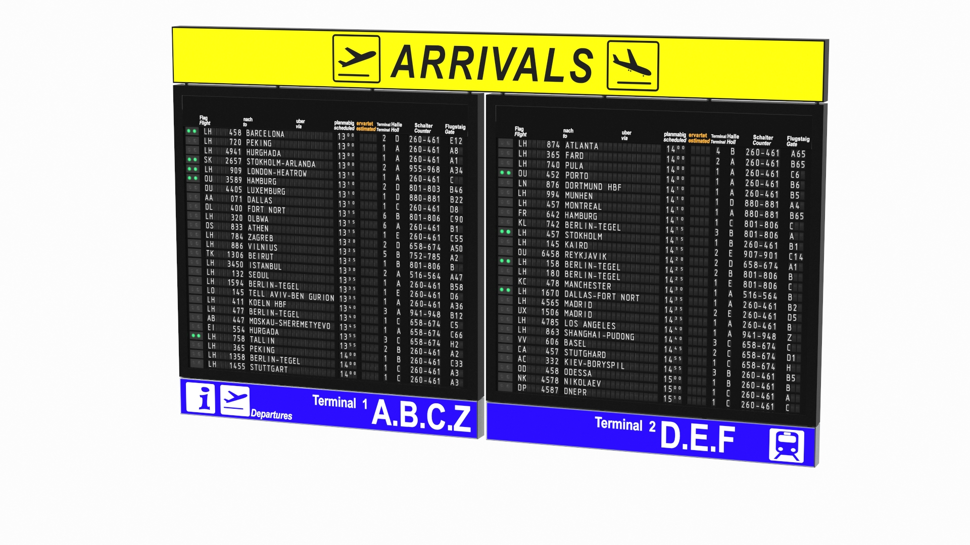 3D Airport Arrivals Board Air Model - TurboSquid 1645702