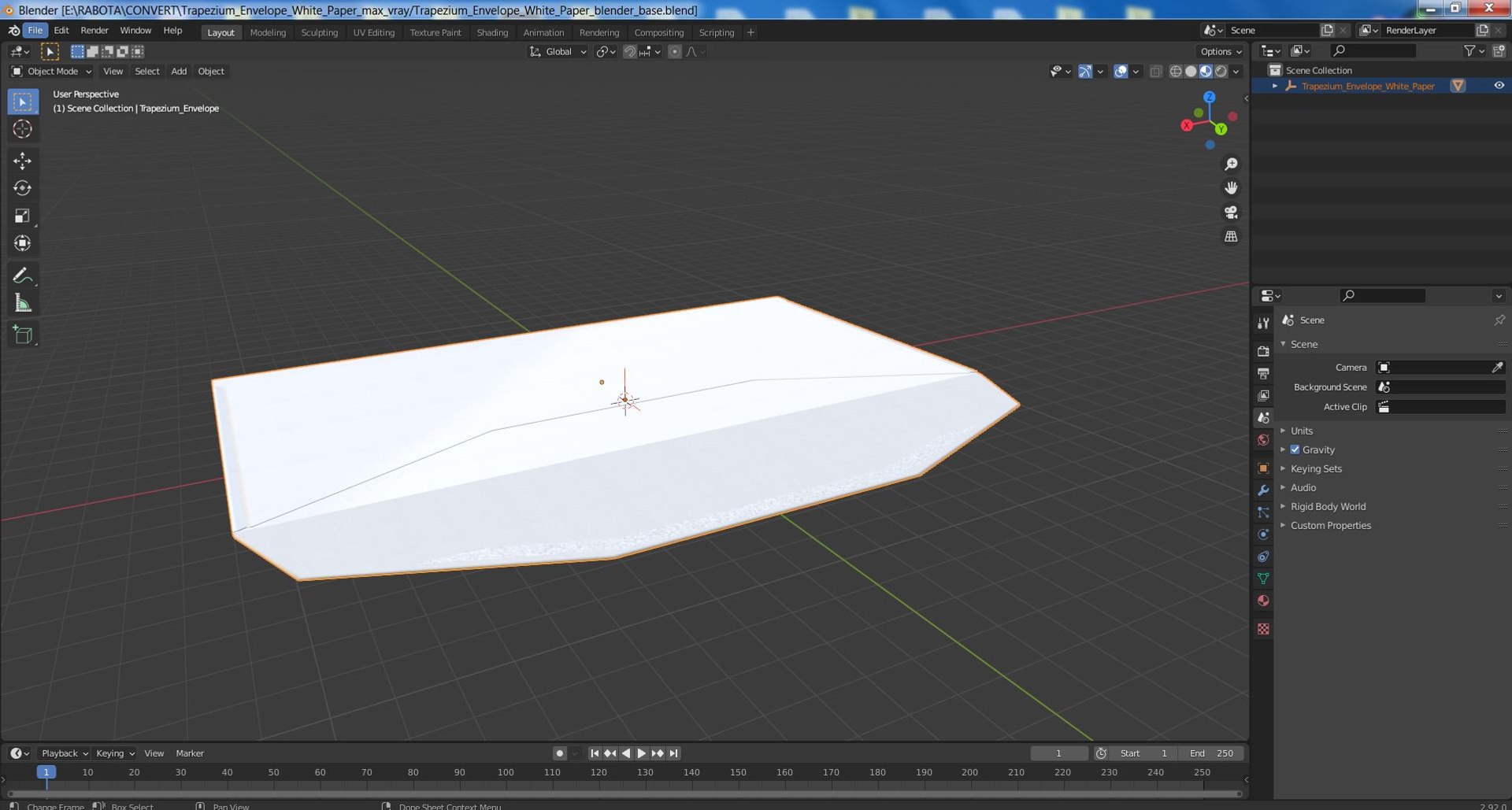 Trapezium Envelope White Paper 3D Model - TurboSquid 2215118
