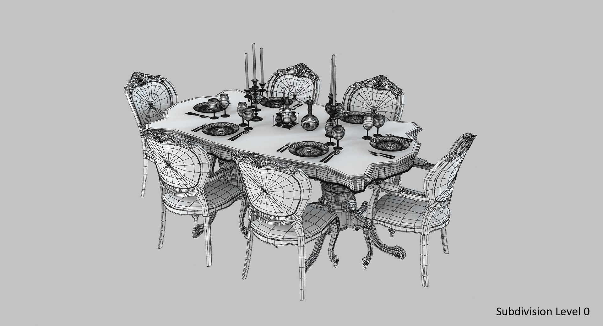Dining Table Set 3d Model