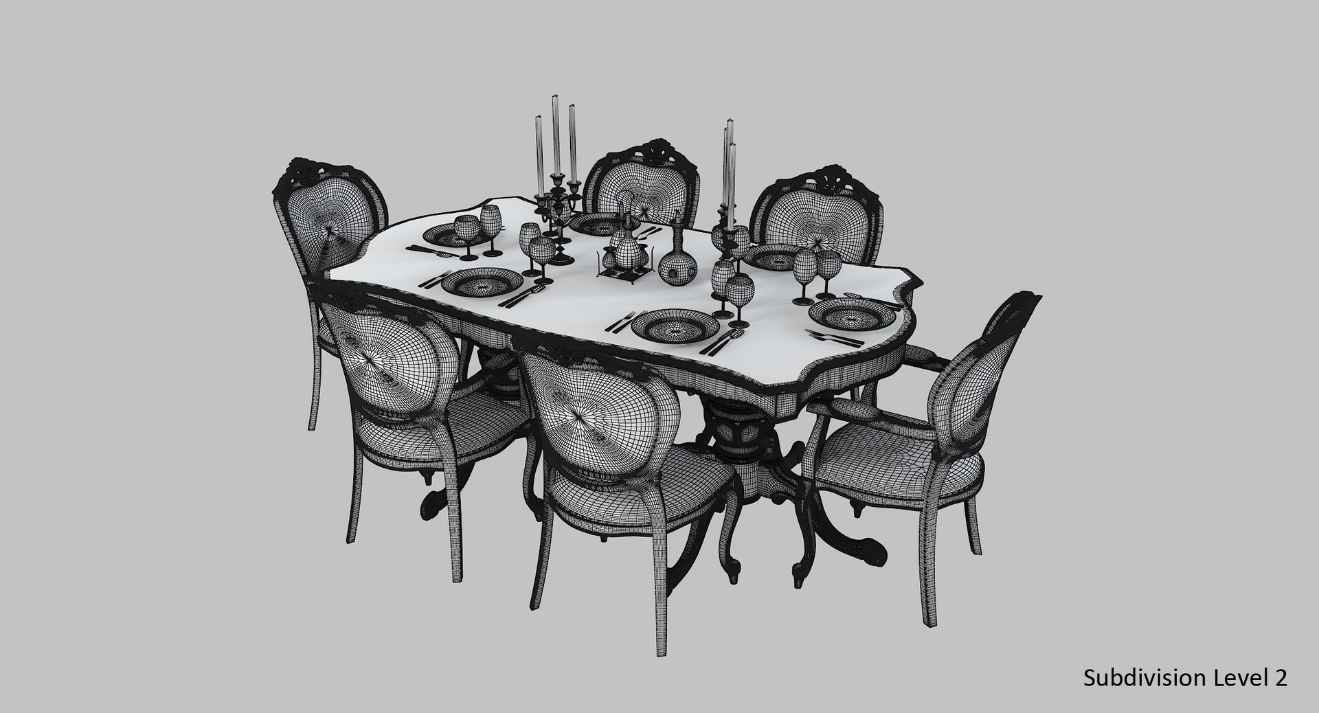 Dining Table Set 3d Model