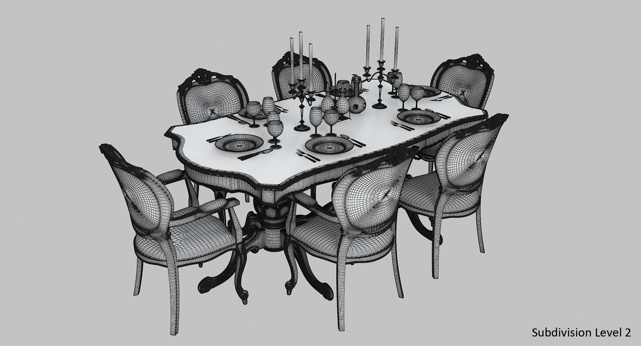 dining table set 3d model