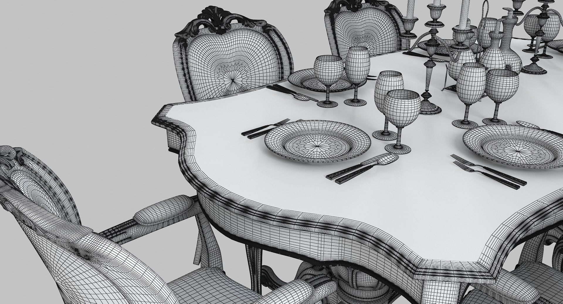 Dining Table Set 3d Model