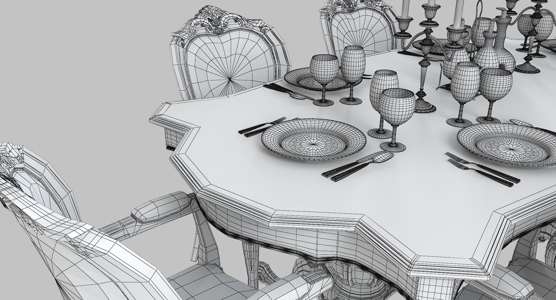 Dining Table Set 3d Model