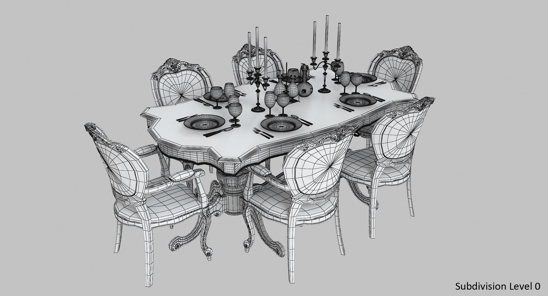 Dining Table Set 3d Model