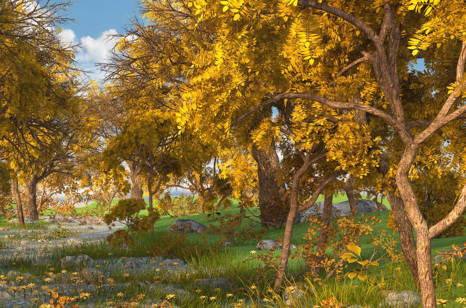 Path Forest Autumn 3D Model - TurboSquid 1409953