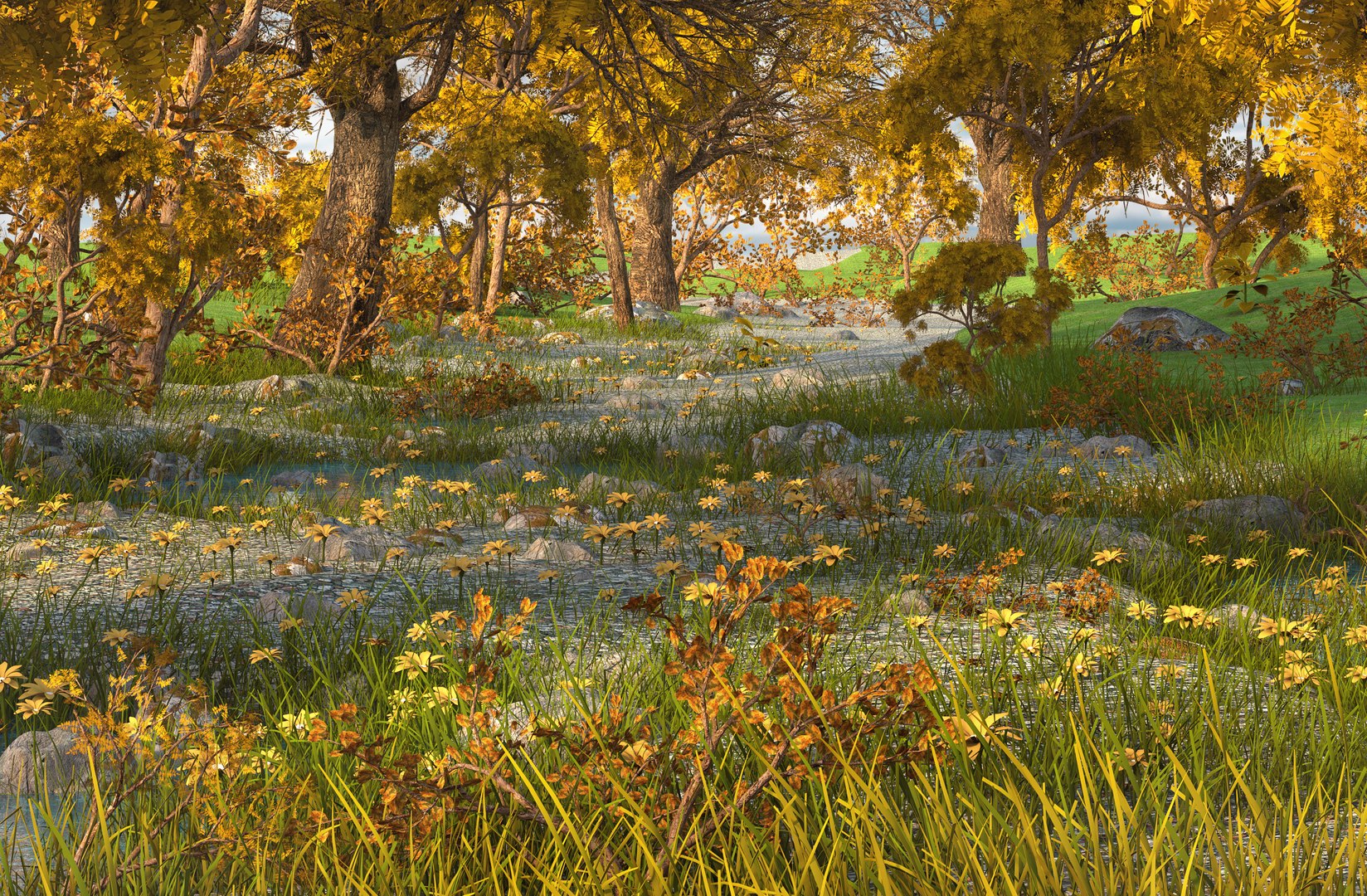 Path Forest Autumn 3D Model - TurboSquid 1409953