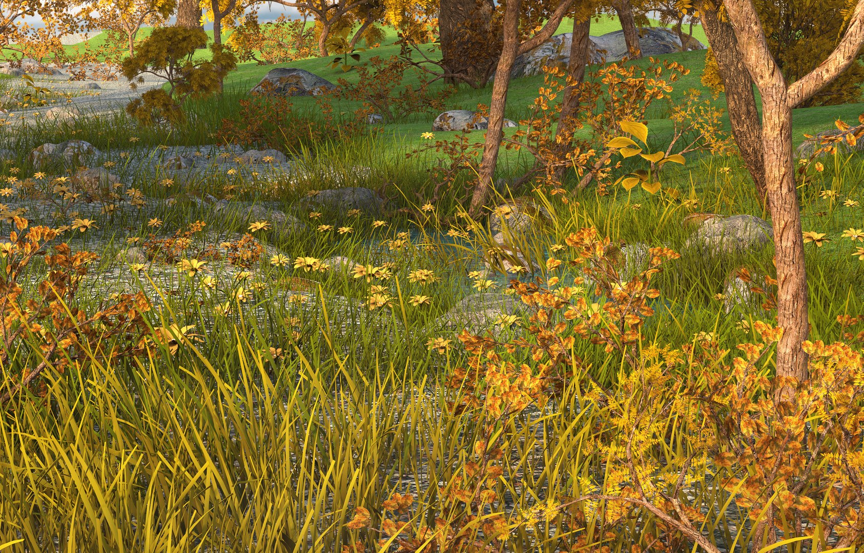 Path Forest Autumn 3D Model - TurboSquid 1409953