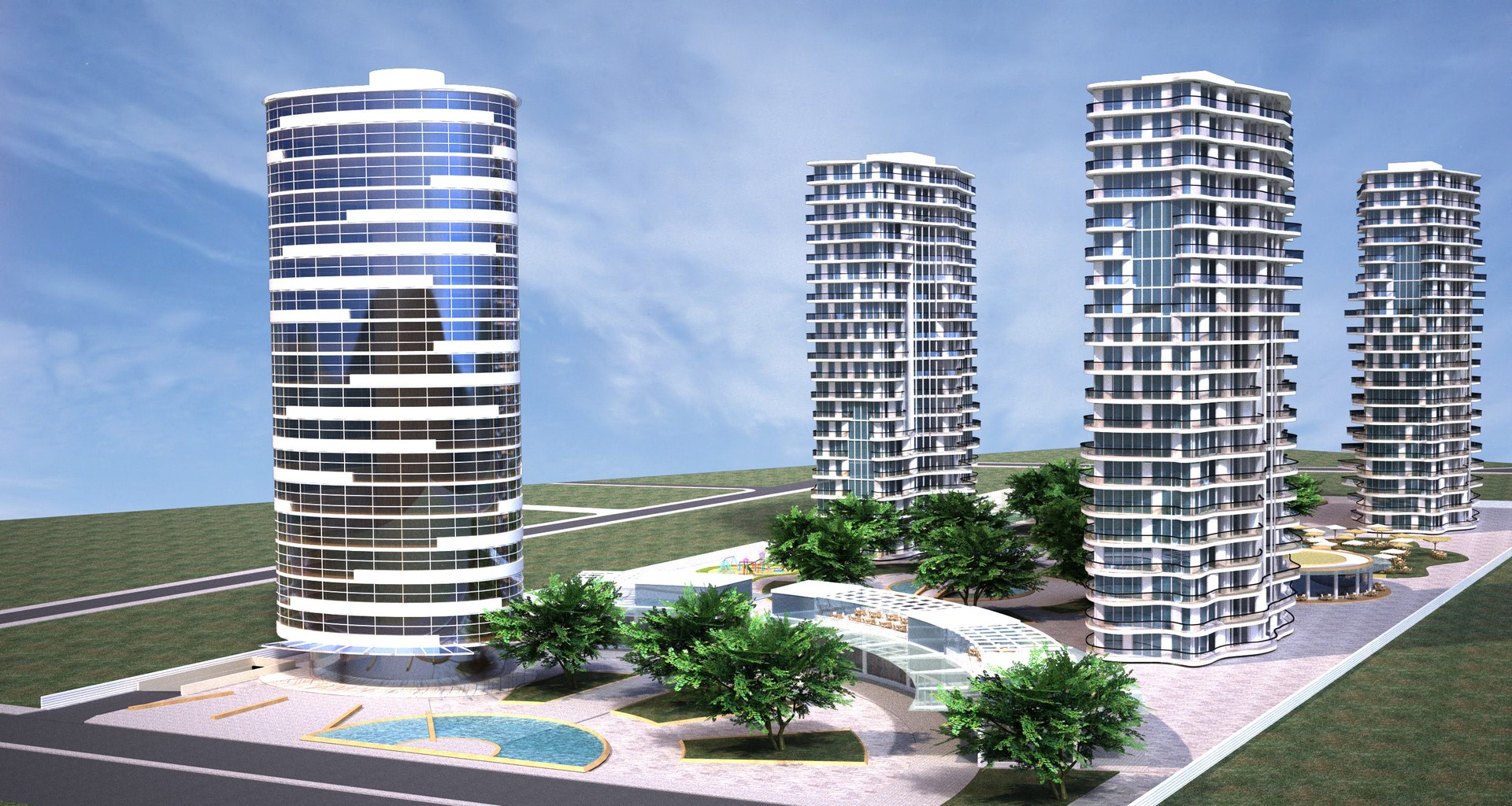 3D Model High-rise Residence Towers - TurboSquid 1459100